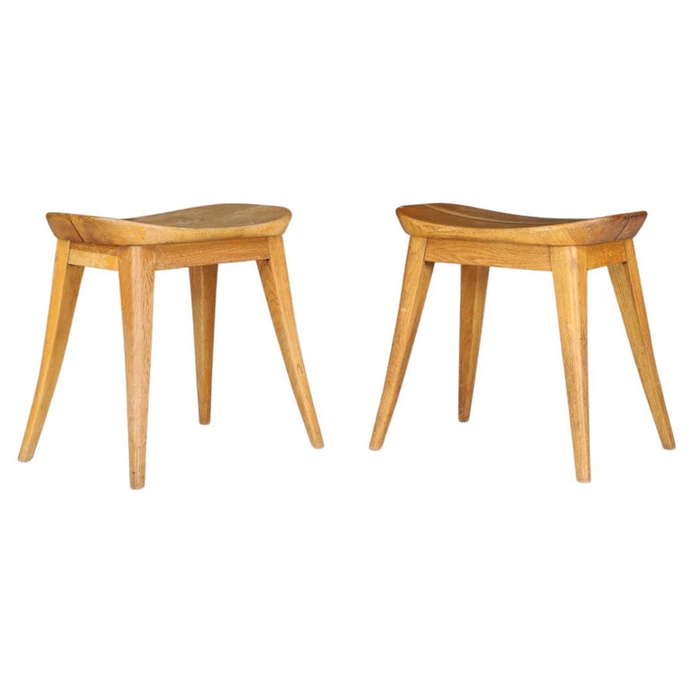 Pair oak coffee bean stools in oak, France 1950s For Sale at 1stDibs