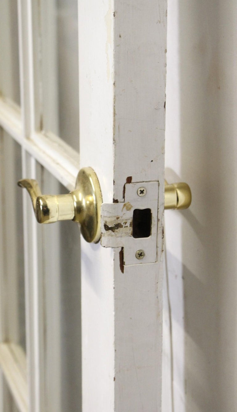 Pair of 10 Lite White Wood French Doors Lever Hardware For Sale at 1stDibs