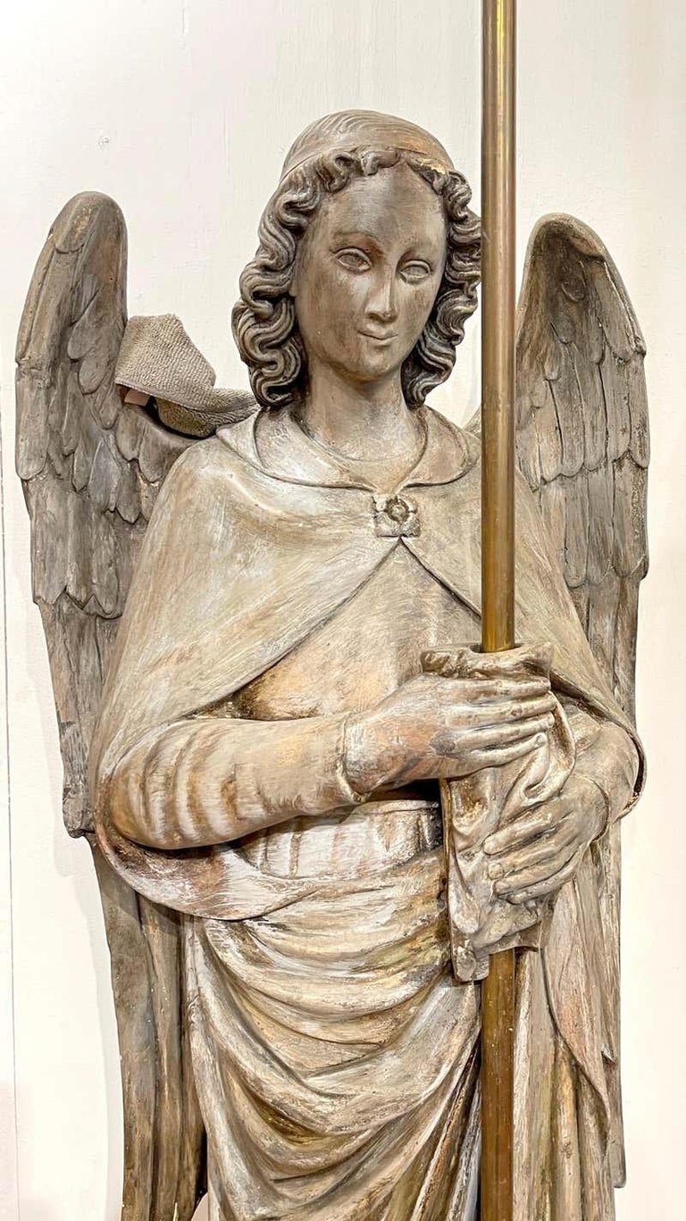 Pair of 12' Polychromed Plaster Angel 14-Light Candelabra / Lamps on ...