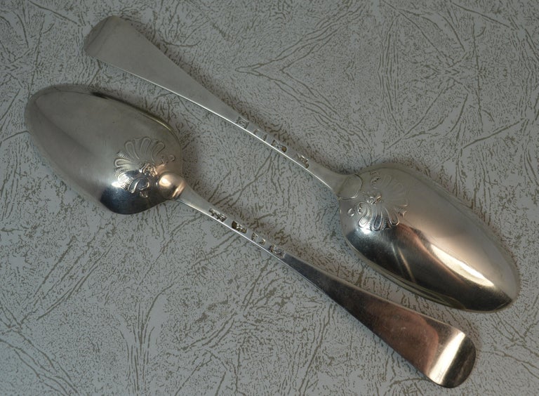 Pair of 1760 English Silver Shell Picture Back Table Spoons For Sale at ...