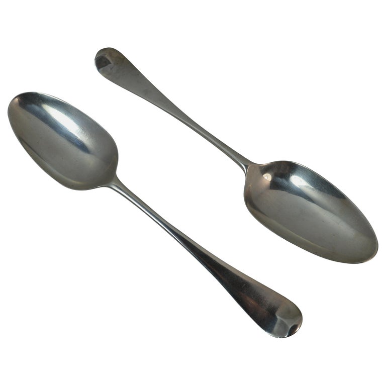 Pair of 1760 English Silver Shell Picture Back Table Spoons For Sale at ...