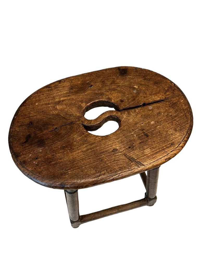 Pair of 17th Century Dutch Hand Carved Rustic Oval Shaped Stools For ...