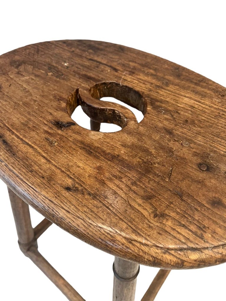 Pair of 17th Century Dutch Hand Carved Rustic Oval Shaped Stools For ...