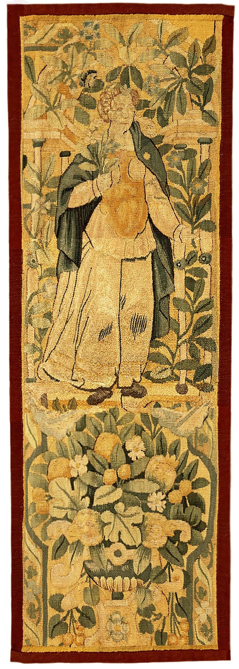 Pair of 17th Century Flemish Tapestry Panels w/ Female Figures and ...