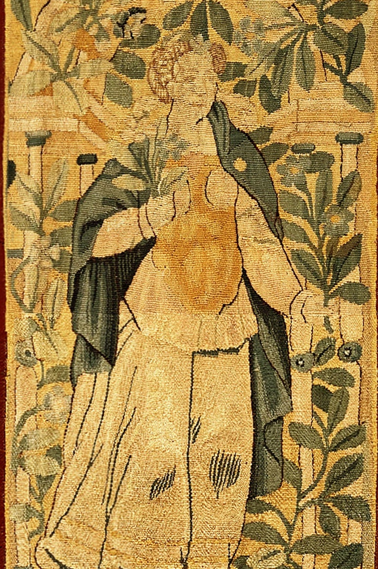 Pair of 17th Century Flemish Tapestry Panels w/ Female Figures and ...