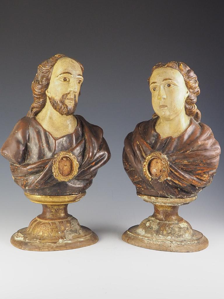 Pair of 17th Century Italian Reliquary Busts For Sale at 1stDibs
