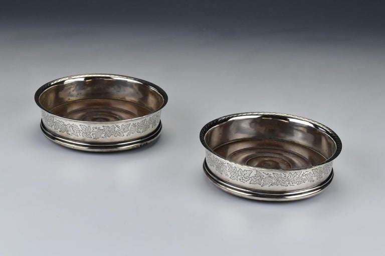 Pair of 1800 English Sterling Silver Wine Coasters by William Sumner I ...