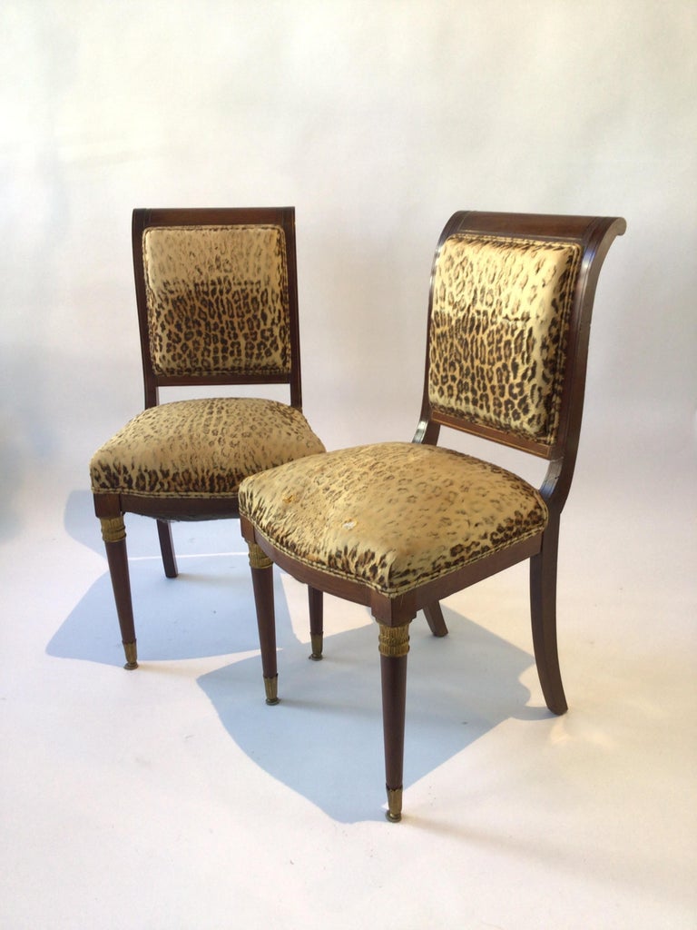 Pair of 1890s French Empire Side Chairs with Bronze Accents For Sale at ...