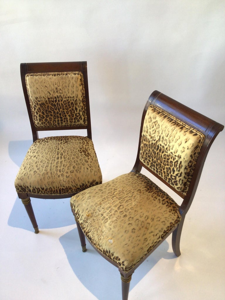 Pair of 1890s French Empire Side Chairs with Bronze Accents For Sale at ...