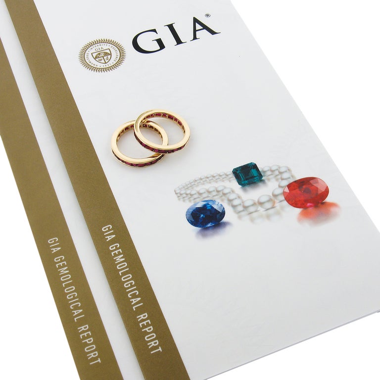 Pair of 18k Gold Channel GIA Vivid Red Burma Ruby Eternity Stack Band ...