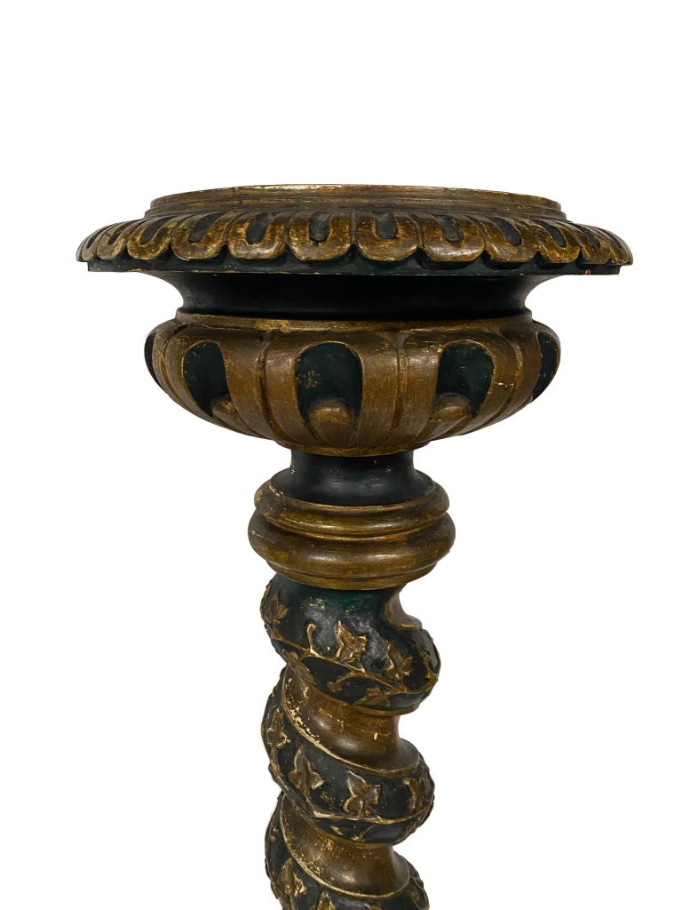 Pair of 18th C. Impressive Hand Carved Oak Baroque Pedestal Sculpture ...