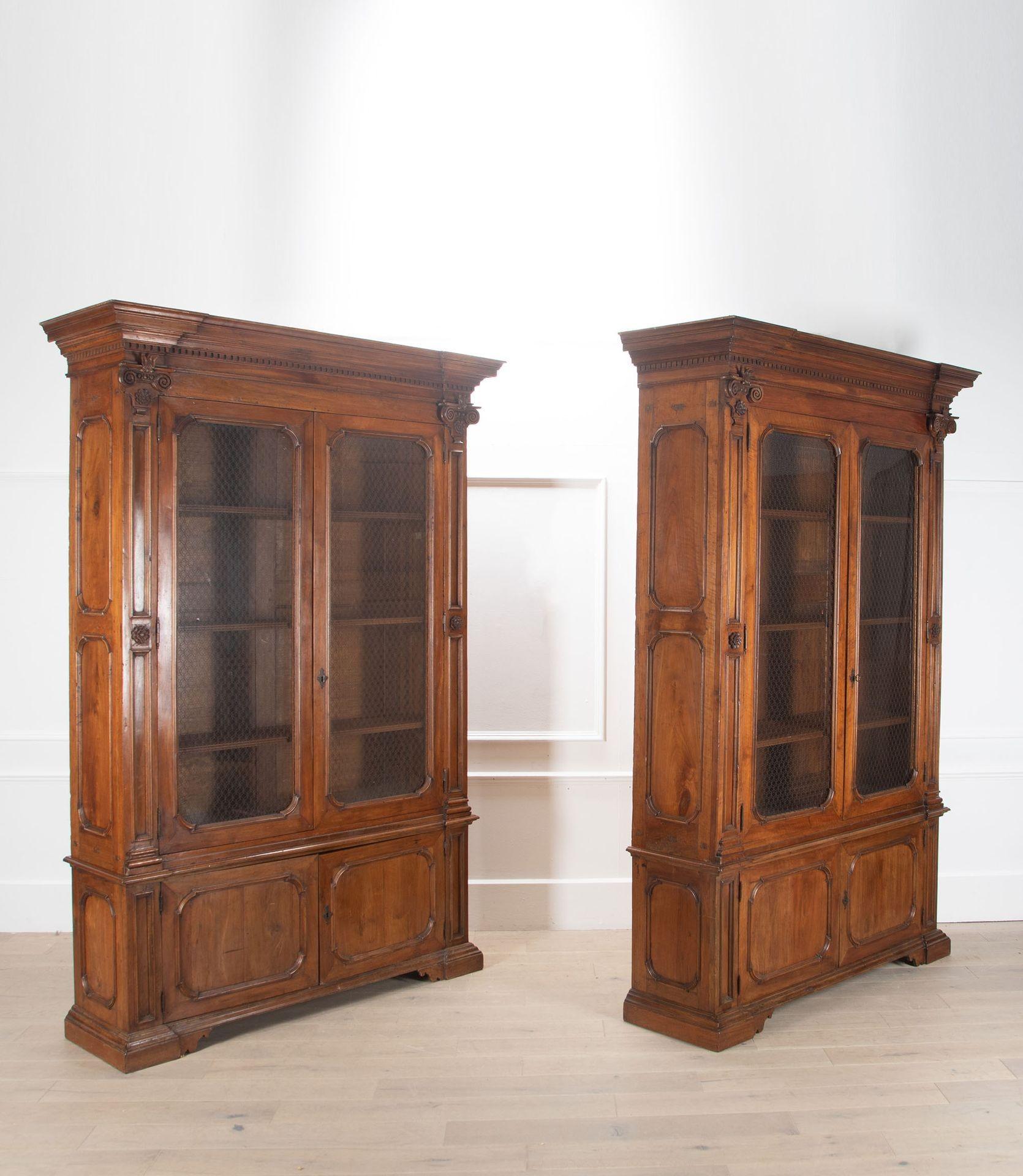 Pair of 18th Century Architectural Walnut Library Bookcases For Sale at ...