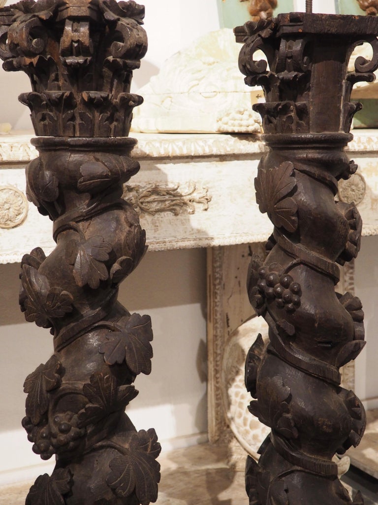 Pair of 18th Century Carved Chestnut Solomonic Columns from Portugal ...