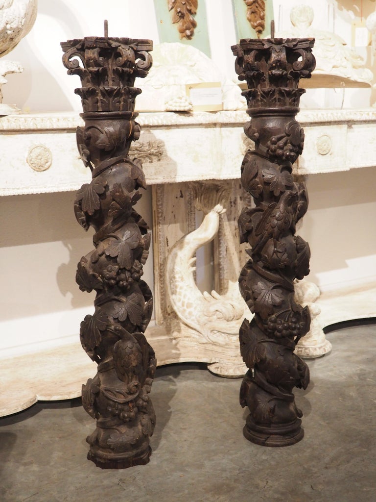 Pair of 18th Century Carved Chestnut Solomonic Columns from Portugal ...