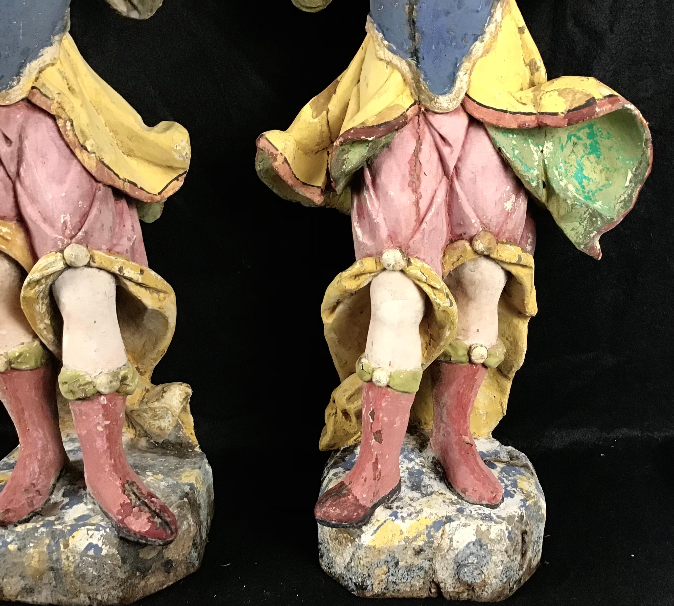 Pair of 18th Century Carved Giltwood and Polychrome Angel Statues at ...