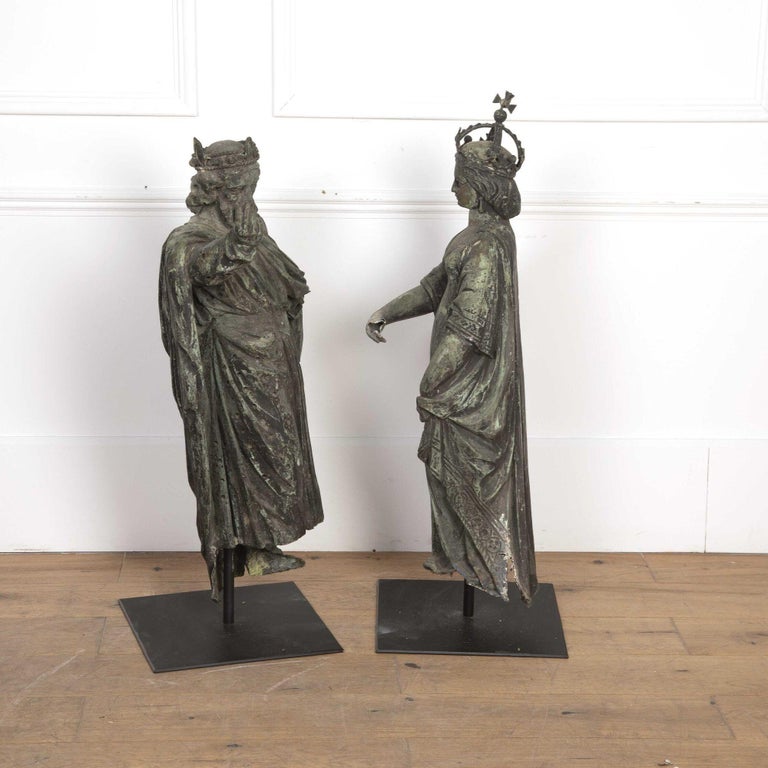 Pair of 18th Century Cast Copper Statues For Sale at 1stDibs