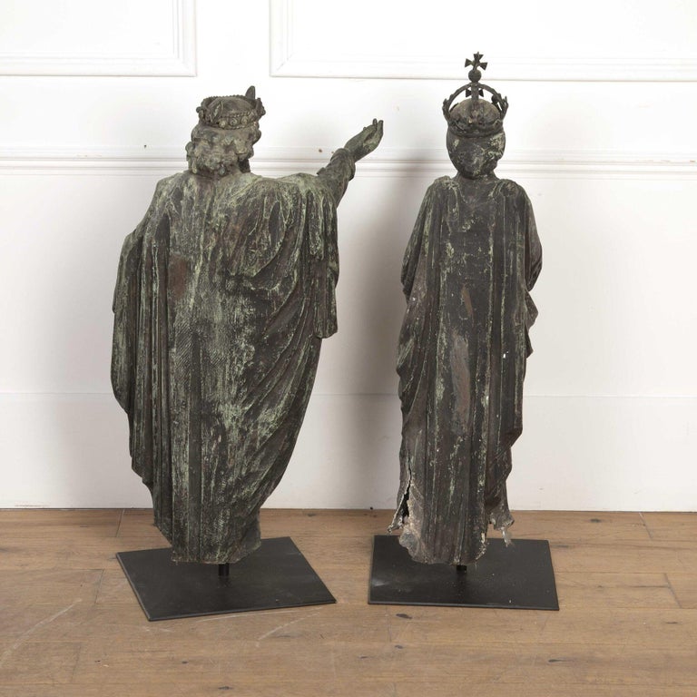 Pair of 18th Century Cast Copper Statues For Sale at 1stDibs