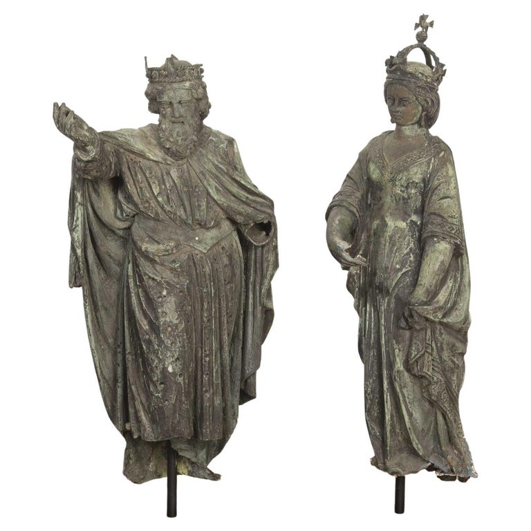 Pair of 18th Century Cast Copper Statues For Sale at 1stDibs