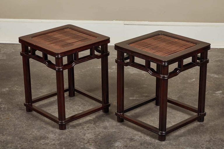 Pair of 18th Century Chinese Iron Wood Tables W/ Slated Bamboo Tops at ...