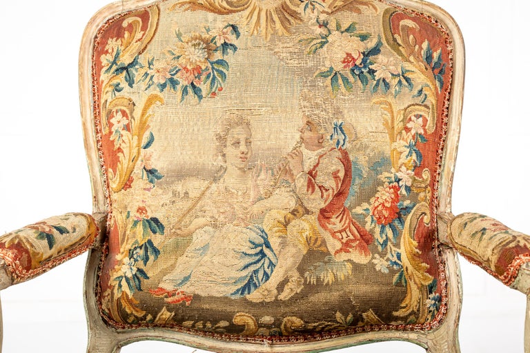 Pair of 18th Century French Abusson Tapestry Chairs For Sale at 1stDibs