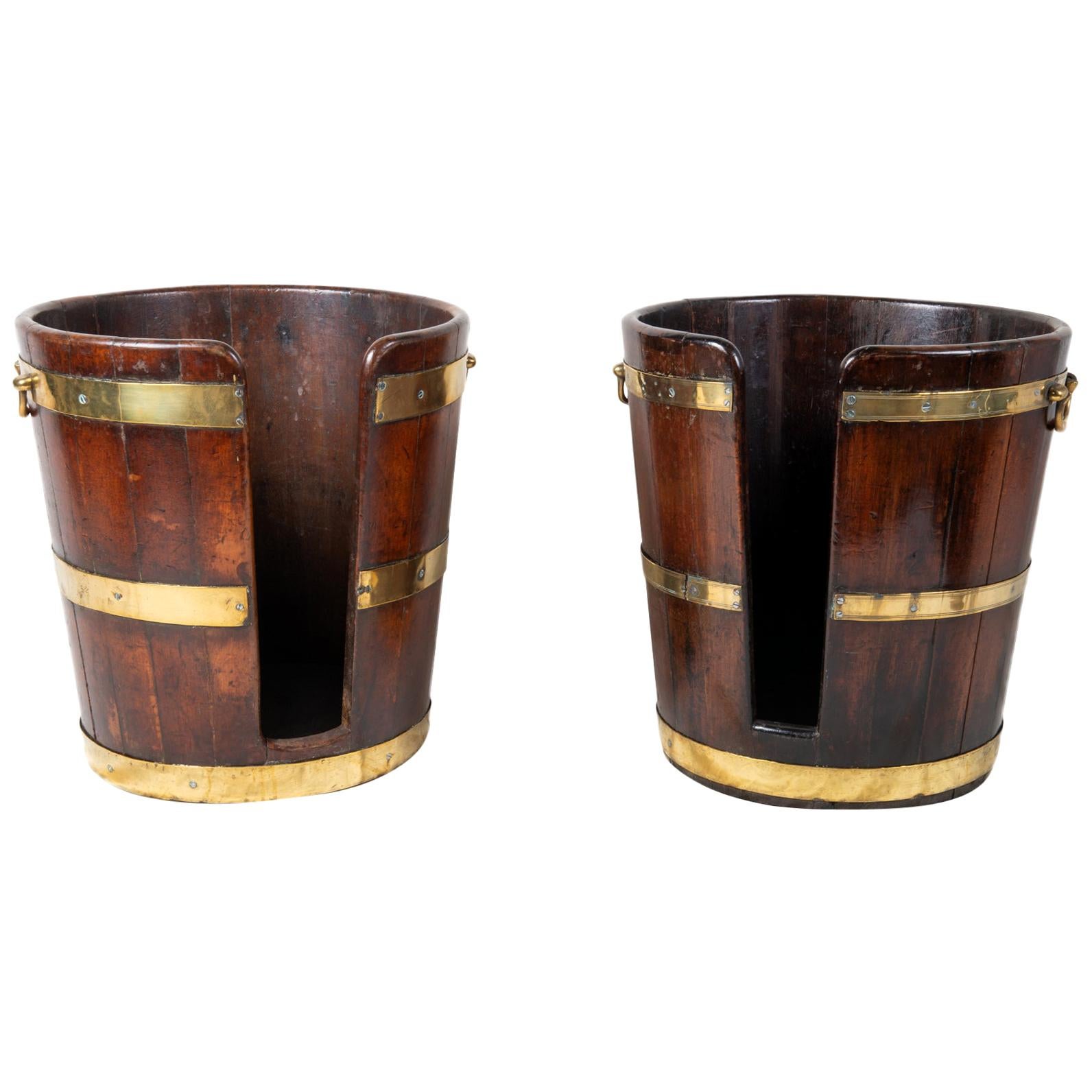 Pair of Mid-190th Century Copper Riveted Log Buckets For Sale at 1stDibs