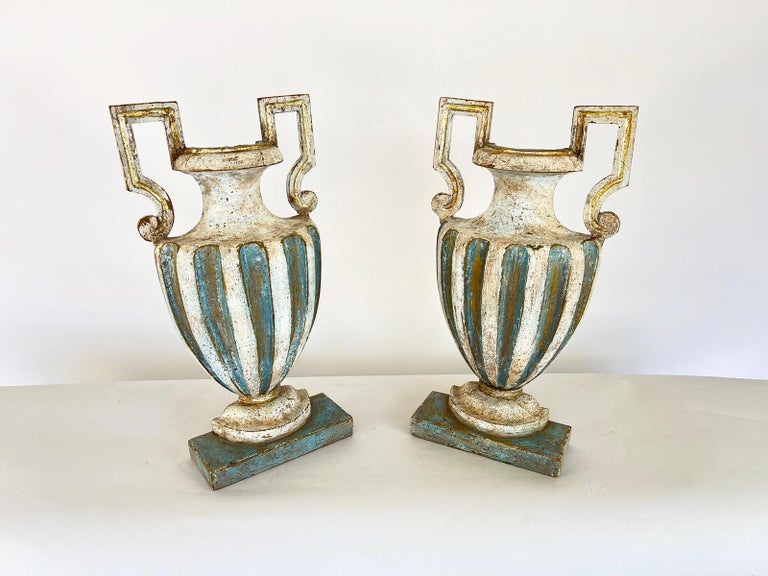Pair of 18th Century Half-Urn Carved Wood Decorations For Sale at 1stDibs