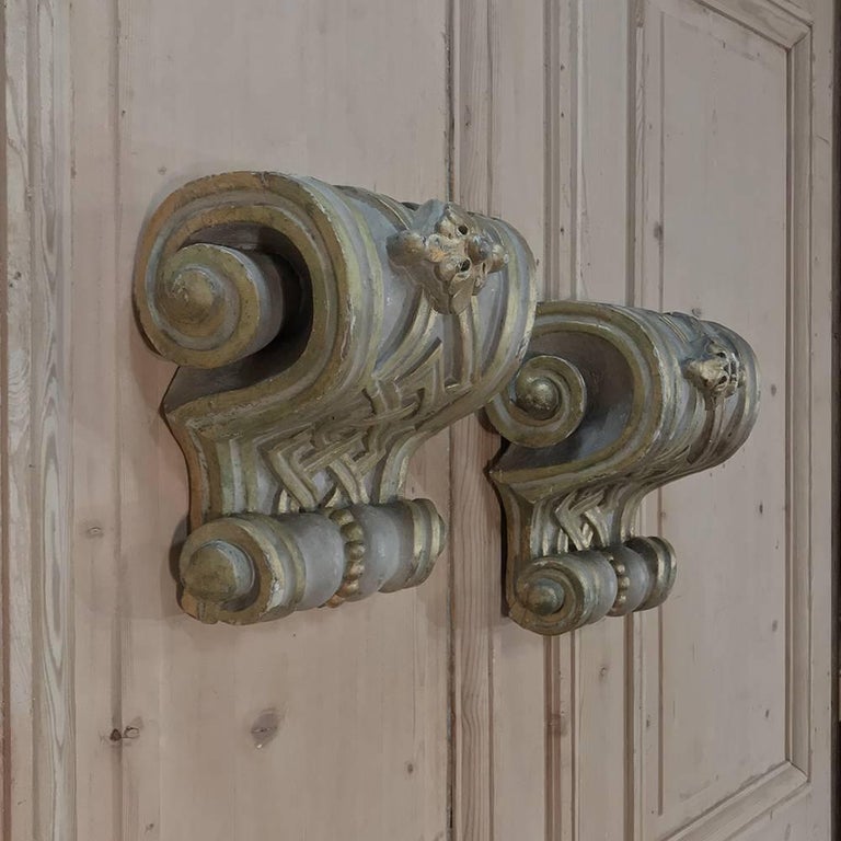 Pair of 19th Century Italian Baroque Carved Wood and Hand Painted ...