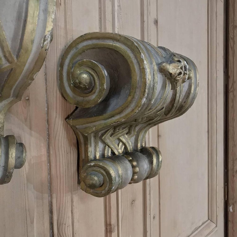 Pair of 19th Century Italian Baroque Carved Wood and Hand Painted ...