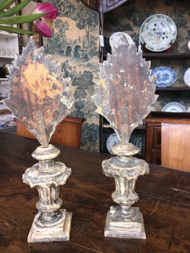 Pair of 18th Century Italian Carved and Painted Finials on Stands at ...