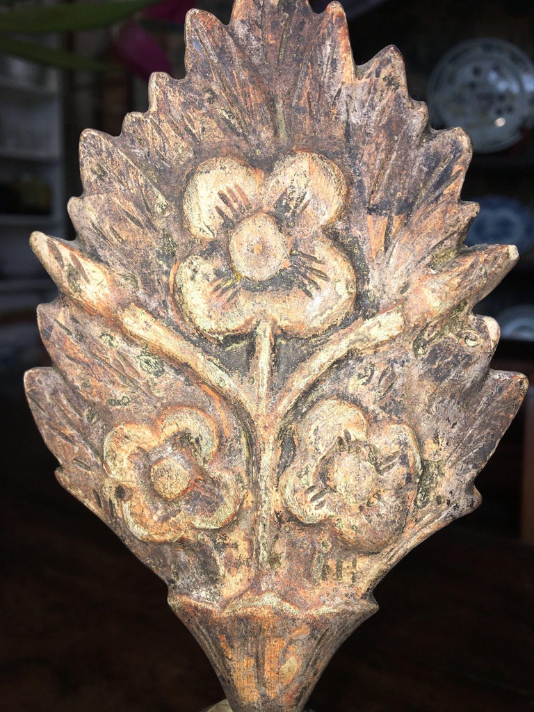 Pair of 18th Century Italian Carved and Painted Finials on Stands at ...