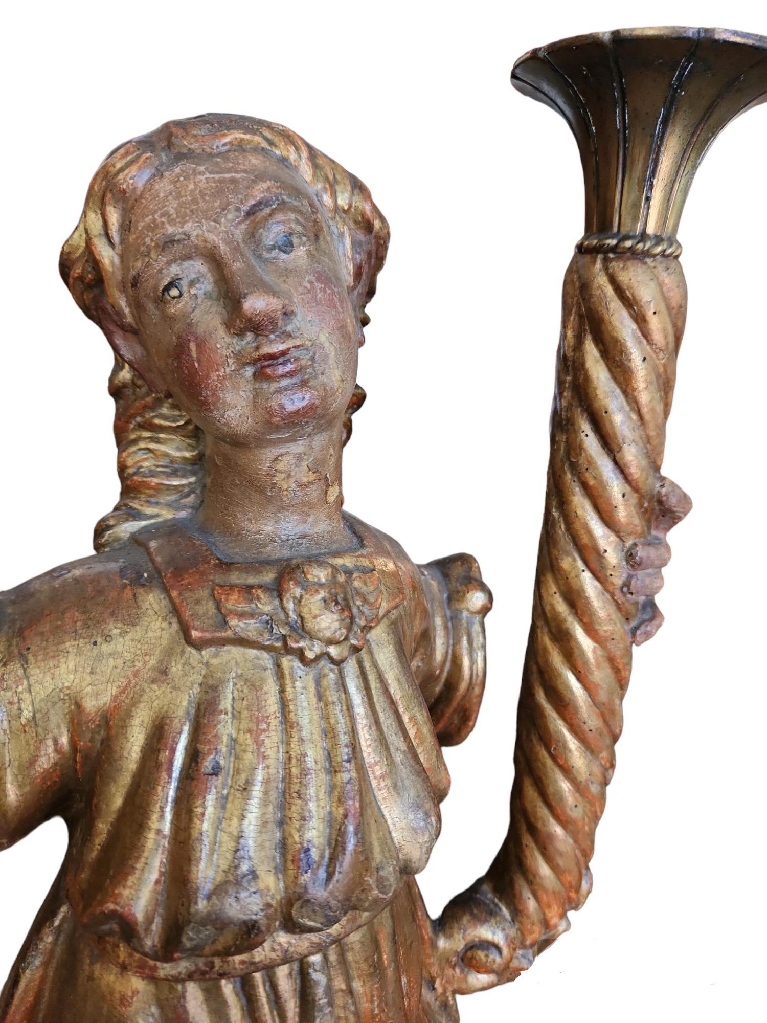 Pair of 18th Century Italian Carved Figures For Sale at 1stDibs
