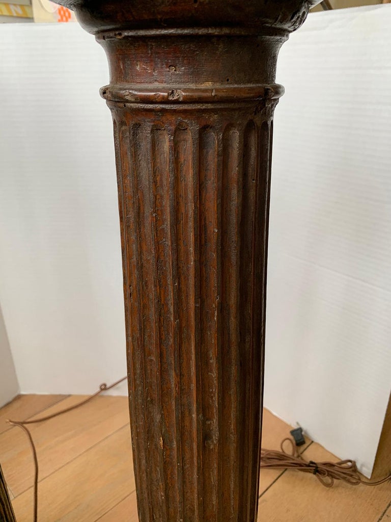 Pair of 18th Century Italian Carved Wooden Columns as Lamps at 1stDibs