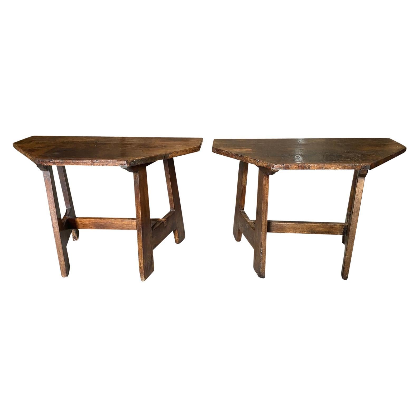 Pair Of 18th Century Italian Demi-Lune Console Tables For Sale at 1stDibs