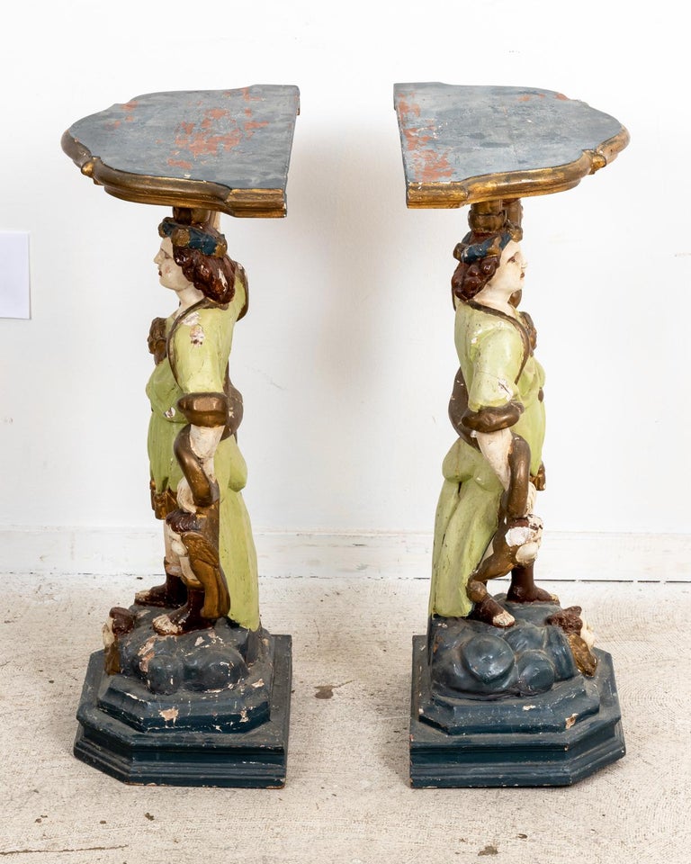 Pair of 18th Century Italian Figural Tables For Sale at 1stDibs