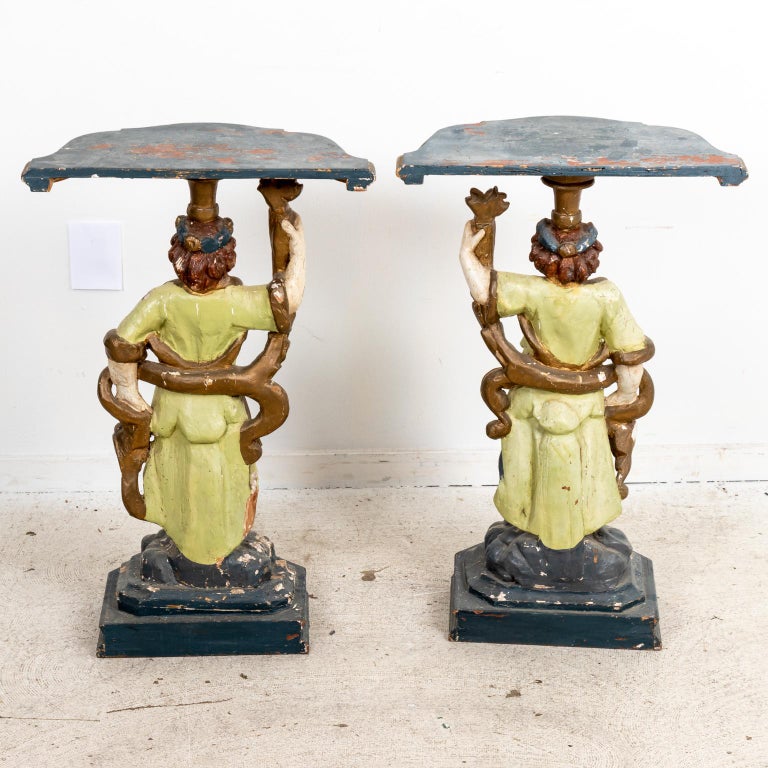 Pair of 18th Century Italian Figural Tables For Sale at 1stDibs