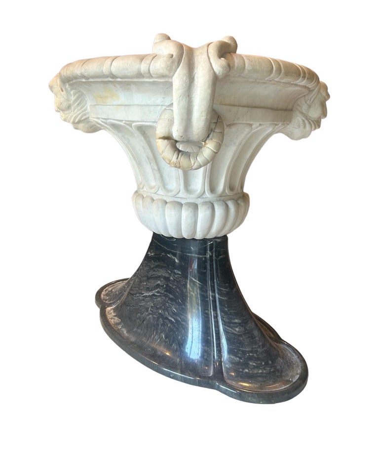 Pair of 18th Century, Italian Marble Urns, Bases of Modern Manufacture ...