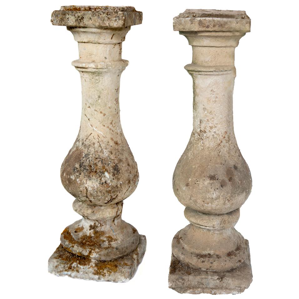 Pair of 18th Century Limestone Columns/Balustrade at 1stDibs