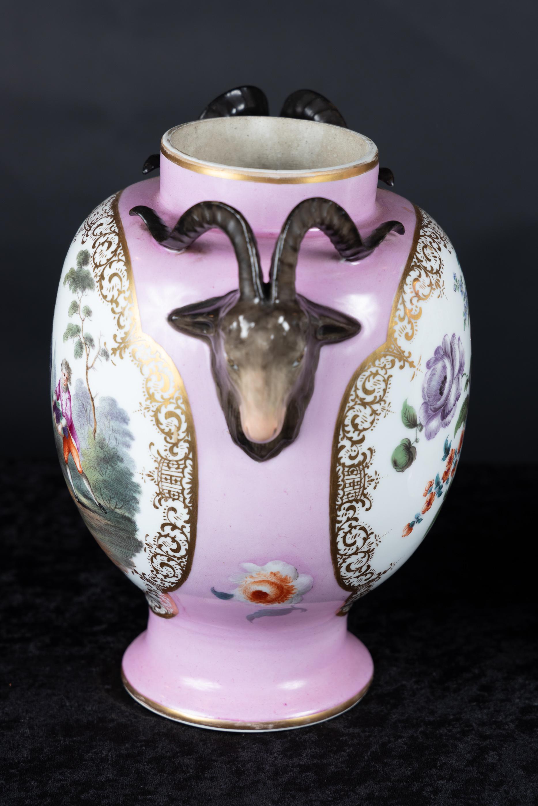 Pair of 18th Century Meissen Porcelain Pale Pink Footed Vases For Sale ...