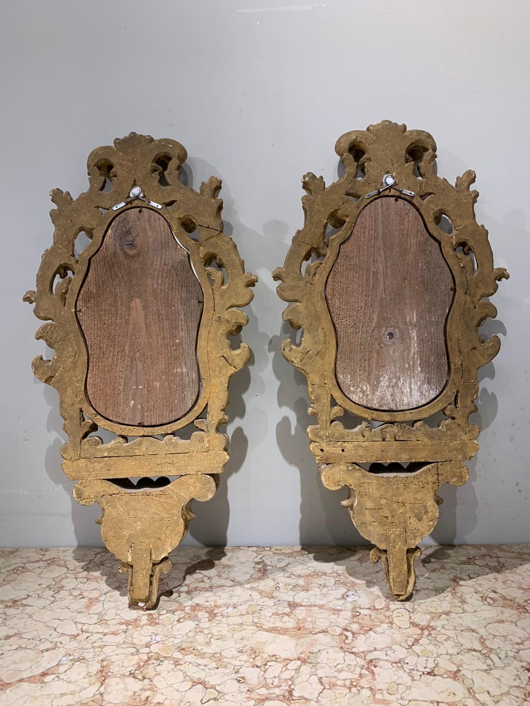 Pair of 18th Century Mirrors with Tuscan Shelf For Sale at 1stDibs