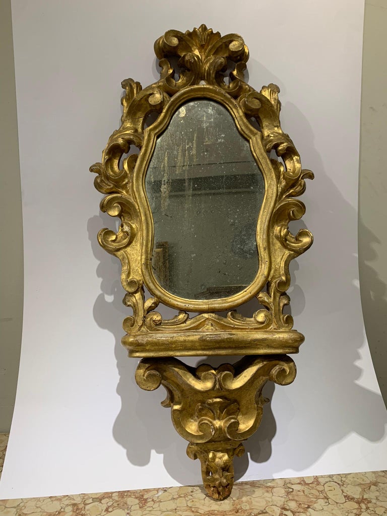 Pair of 18th Century Mirrors with Tuscan Shelf For Sale at 1stDibs