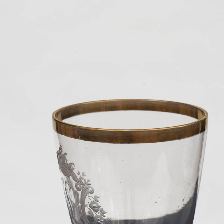 Pair Of 18Th Century Monogrammed Baroque wine Glasses For Sale at 1stDibs