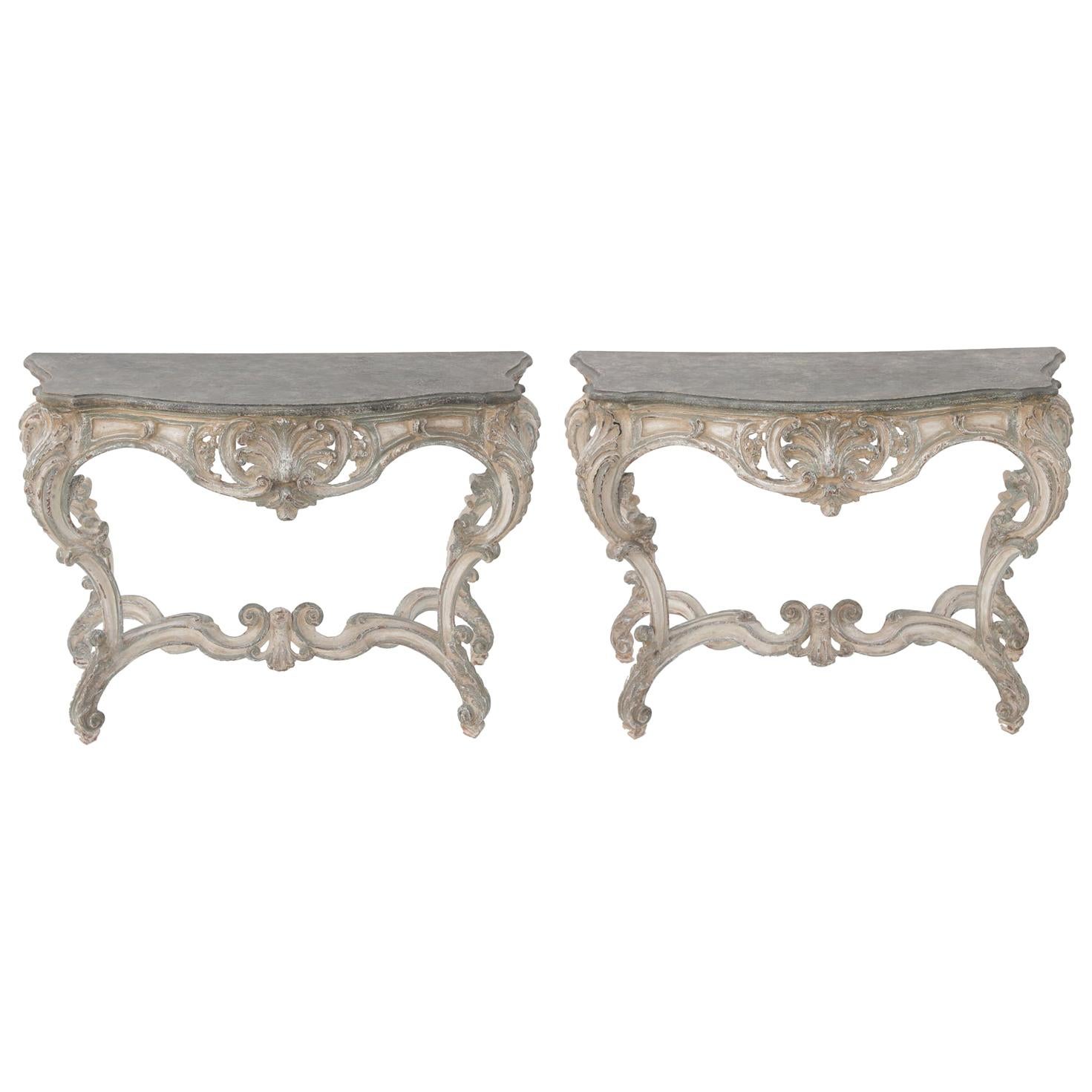 South German White Painted Rococo Console Table, Mid-18th Century For ...