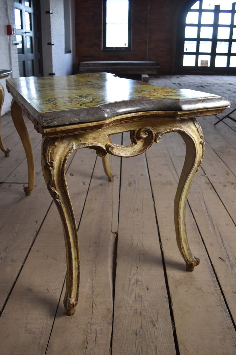 Pair of 18th Century Italian Rococo Painted Console Tables with ...