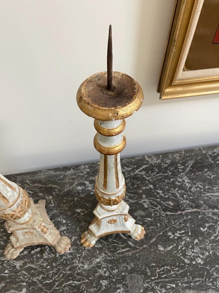 Pair of 18th Century Tuscan Italian Pricket Sticks For Sale at 1stDibs