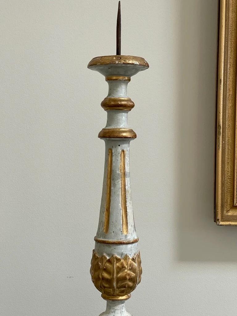 Pair of 18th Century Tuscan Italian Pricket Sticks For Sale at 1stDibs