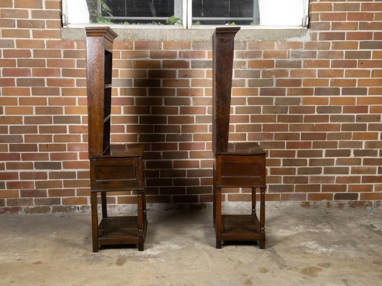 Pair of 18th Century Welsh Cupboards with Open Shelves and Single ...