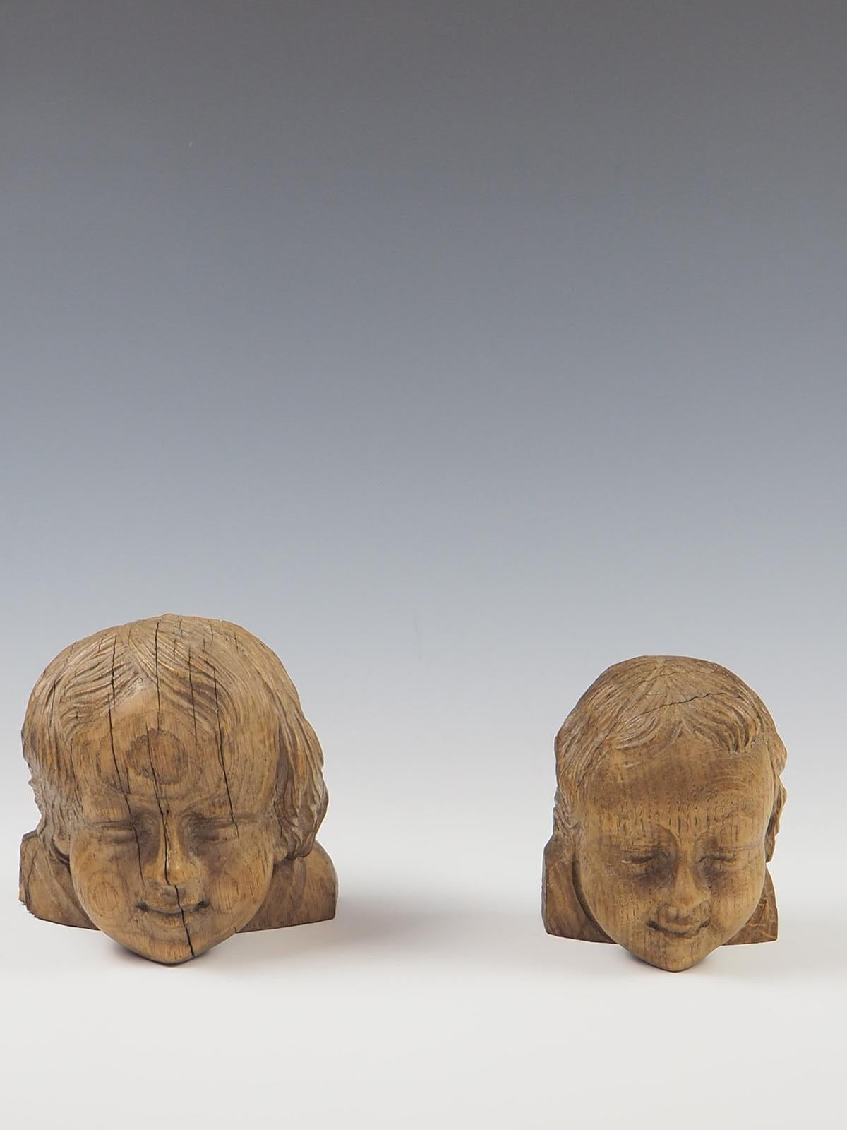 Pair of 18th Century Wood Carved Angel Heads Putti Love Signed by A ...