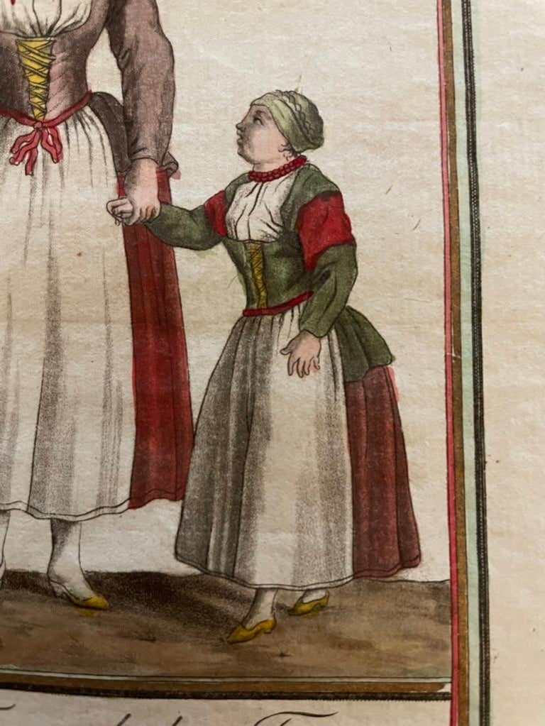 Pair of 18th French Hand Colored Engravings of a Frisian Man, Woman and ...