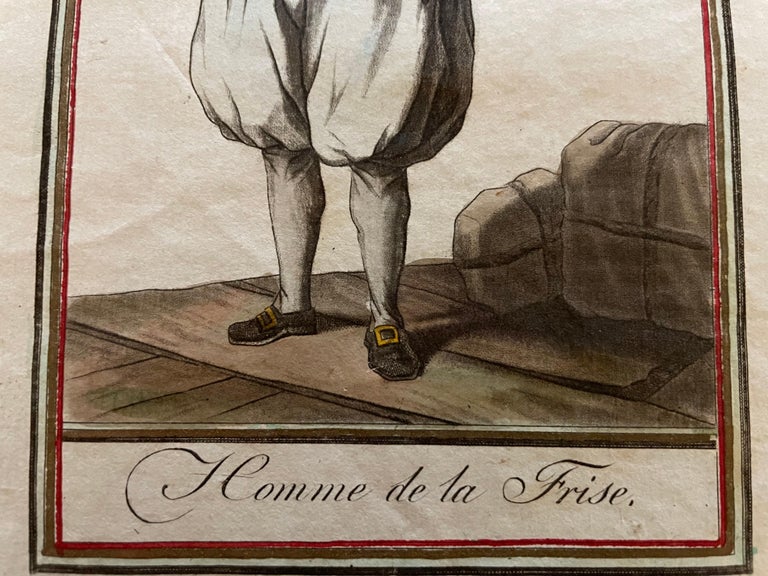 Pair of 18th French Hand Colored Engravings of a Frisian Man, Woman and ...