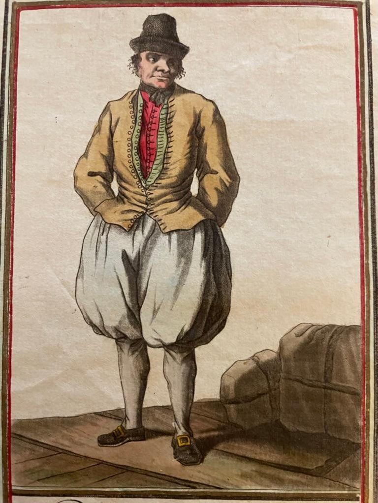 Pair of 18th French Hand Colored Engravings of a Frisian Man, Woman and ...